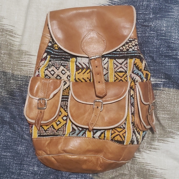 Bags | Small Leather Boho Backpack | Poshmark